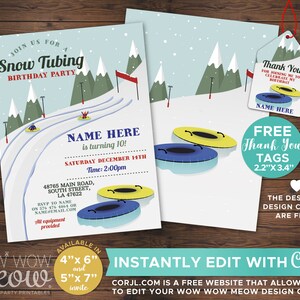 Snow Tubing Invitation Birthday Party INSTANT DOWNLOAD Tube - Etsy