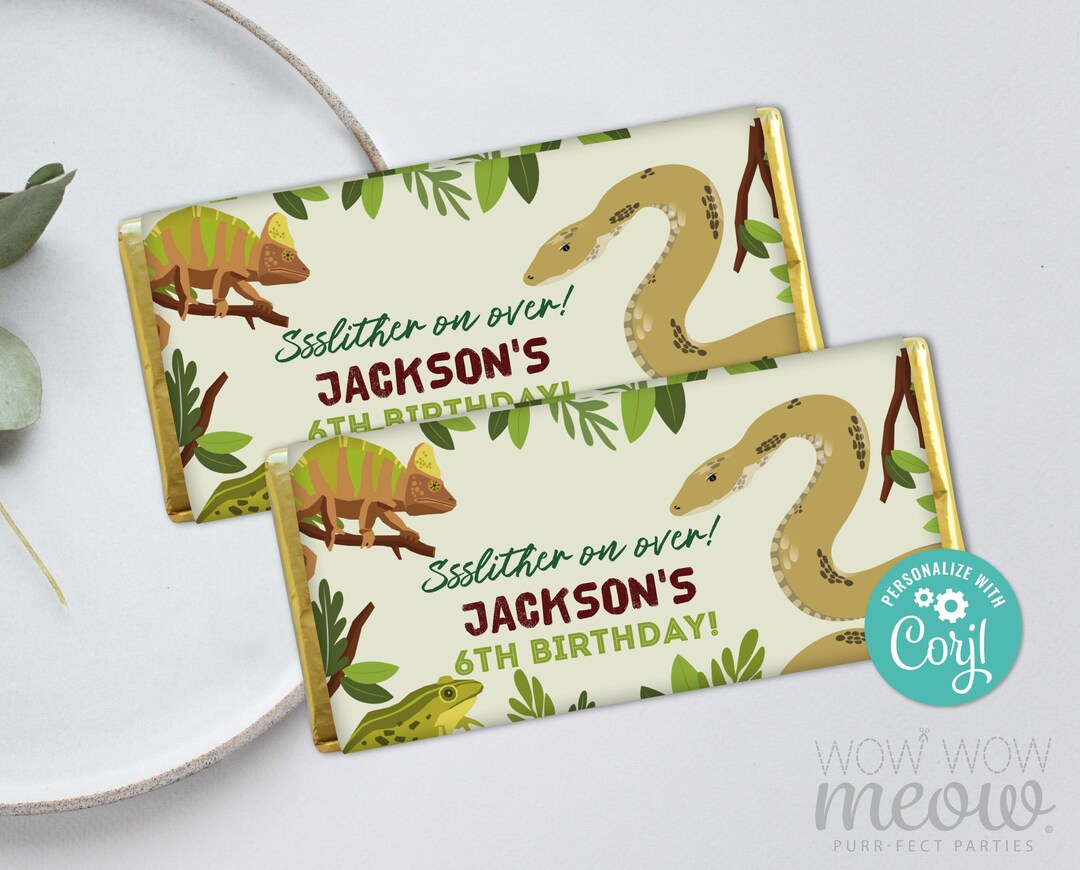 Snake Chocolate Bar Wrapper Birthday Reptile Jungle Hats Slither Candy ...