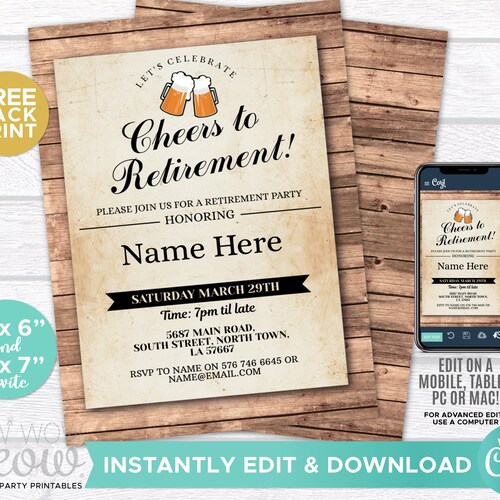 Retirement Invitation Ticket Surprise Retired INSTANT DOWNLOAD - Etsy