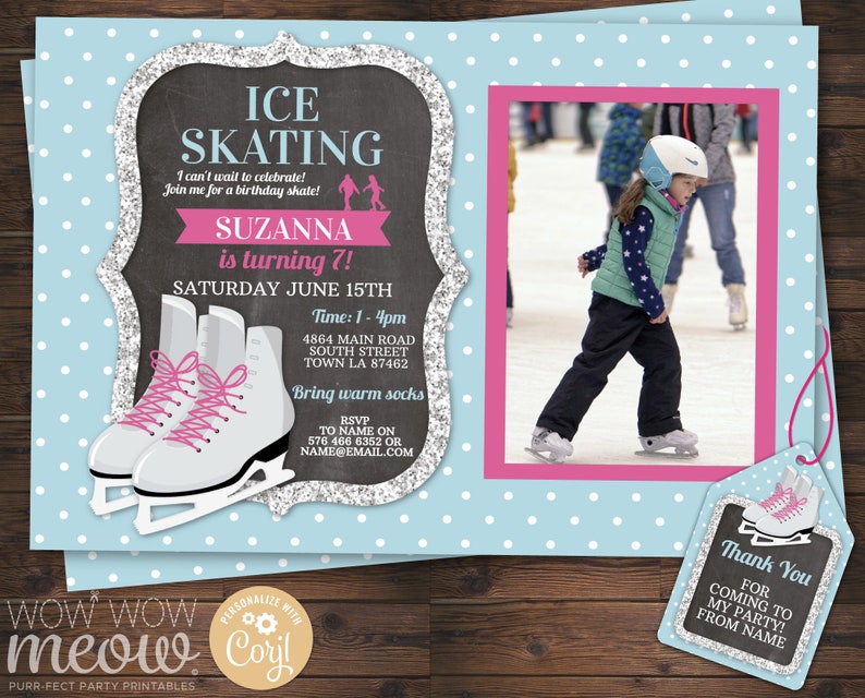 Ice Skating Invitation Photo Skate Birthday Party INSTANT DOWNLOAD ...