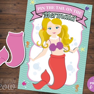 Pin the Tail on the Mermaid INSTANT DOWNLOAD Printable Birthday Party ...