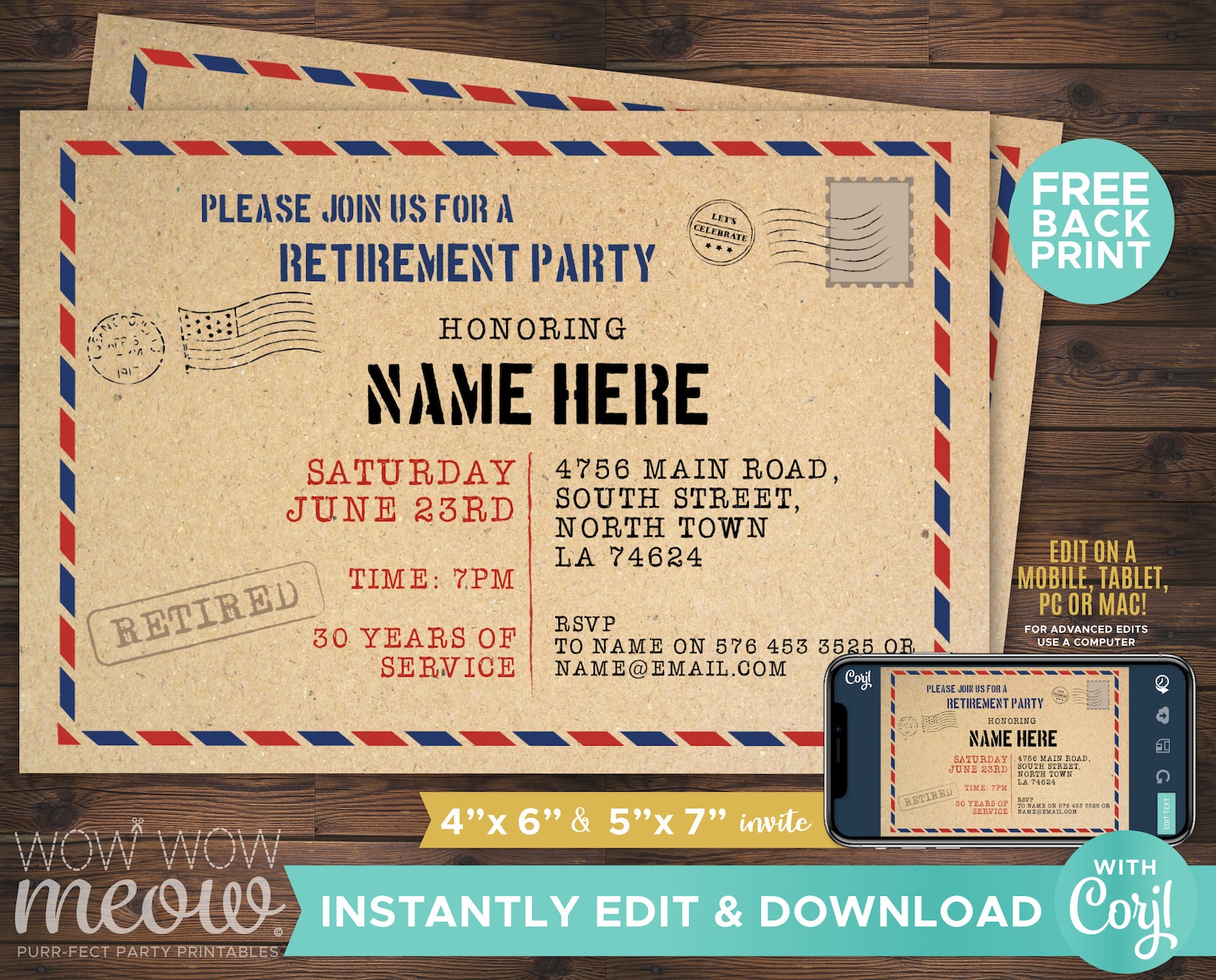 Retirement Invitation Retired Invite Envelope Postal Postcard | Etsy