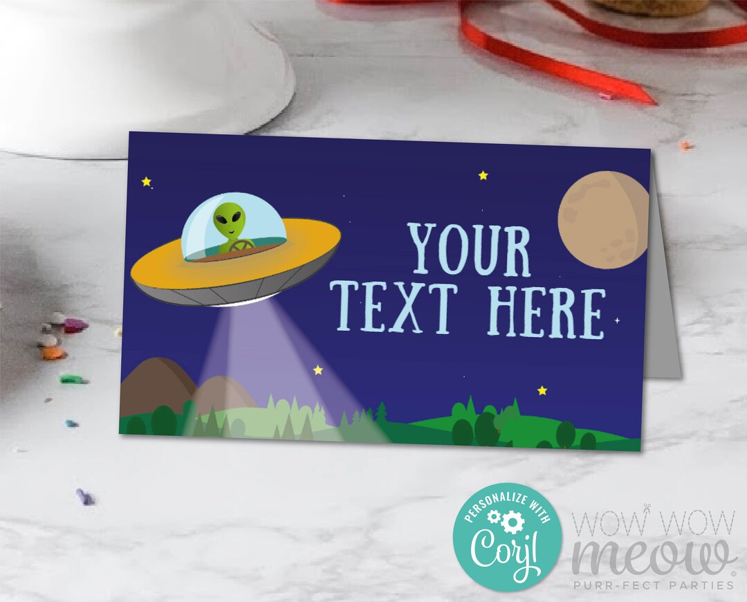 Alien Food Tent Birthday Labels UFO Spaceship Space Invasion Instant ...
