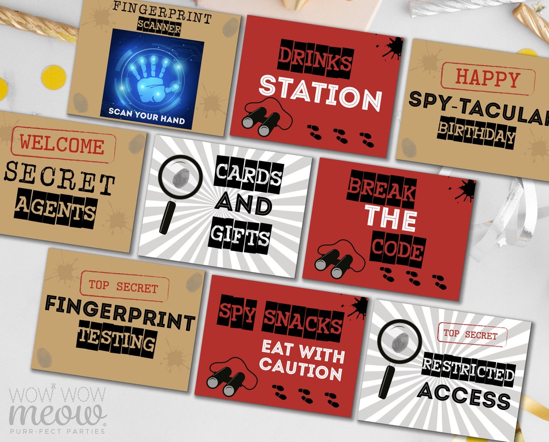 Spy Party Signs Detective Secret Agent Editable Posters Birthday 8.5 X ...