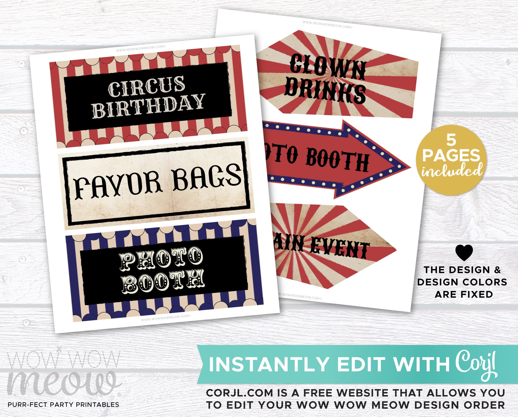 14 Vintage Circus Signs Printable INSTANT DOWNLOAD Party - Etsy