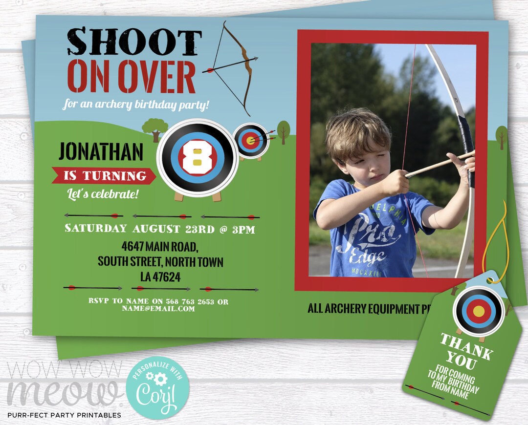 Archery Party Birthday Photo Invite Invitation Outdoor - Etsy