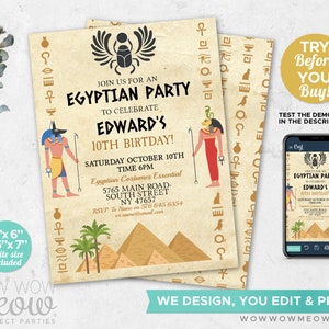 Egypt Birthday Invitations Egyptians Any Age Invite Digital Pyramid ...
