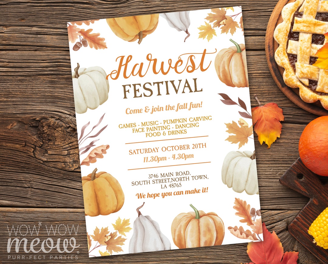 Fall Harvest Festival Invitations Party Rustic Invite Printable INSTANT ...