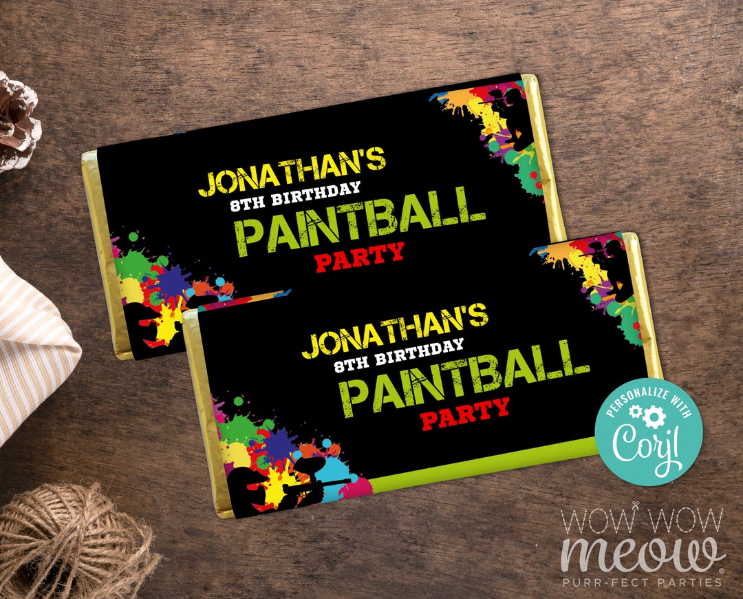 Paintball Chocolate Bar Wrapper Birthday Paint Ball Candy Editable ...