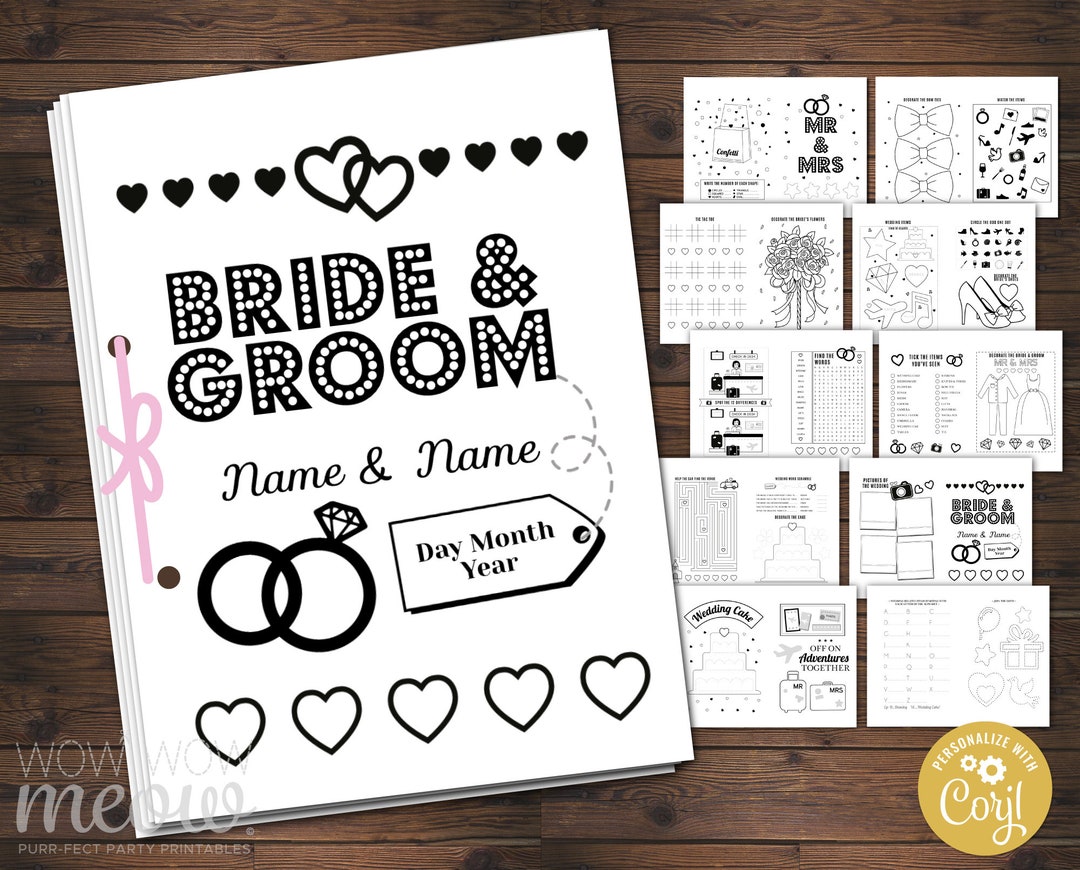 WEDDING COLORING Book Kid Activity Children's Page Sheets Mr & Mrs ...