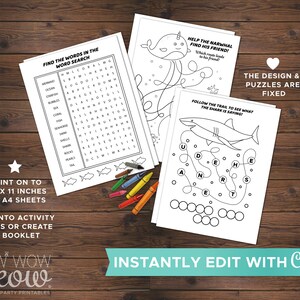 Activity Sheet Narwhal Puzzles Kids Mermaid Colouring Printable Under ...