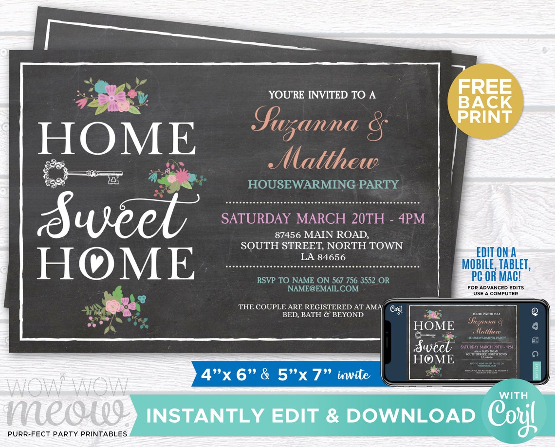 Housewarming Invite New House Invitation Home Sweet Home - Etsy