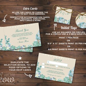 Wedding Invitations Set Template Succulents Rustic Package Printable ...
