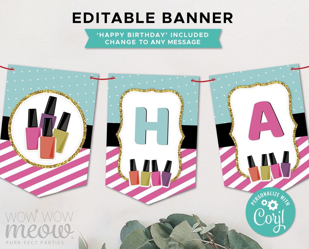 Nail Mani Pedi Party Banner Niñas Cumpleaños Nail Bar Manicure Pedicure ...