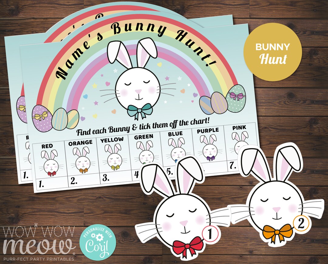 Bunny Scavenger Hunt Activity Easter Eggs Rabbits Sheet - Etsy