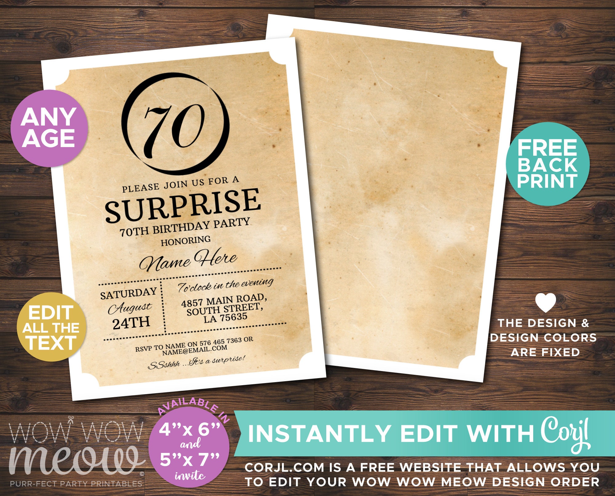 70th Surprise Birthday Invites Party Invitation INSTANT - Etsy UK