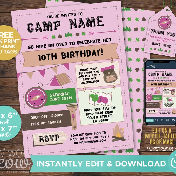 Glam Camping Invite - Etsy