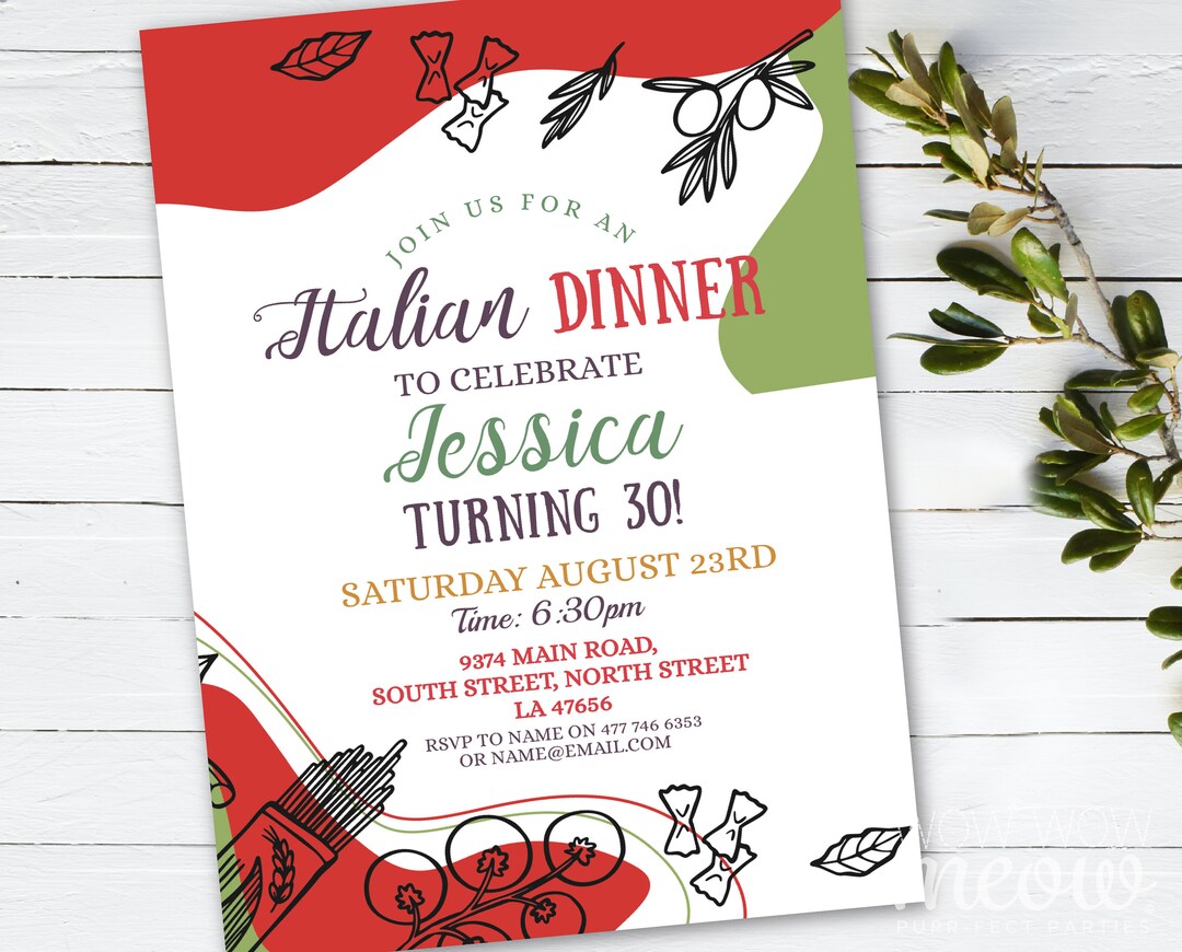 Italian Birthday Invitation Pizza INSTANT DOWNLOAD Surprise Invite ...