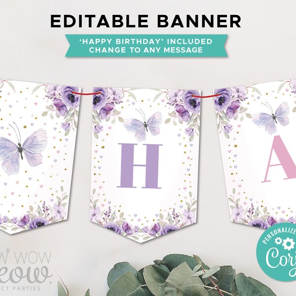 Butterfly Birthday Banner - Etsy