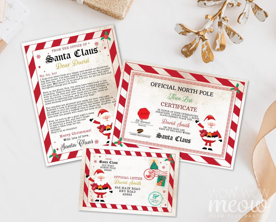 Letter From Santa Package Envelope Christmas Certificate Official North ...
