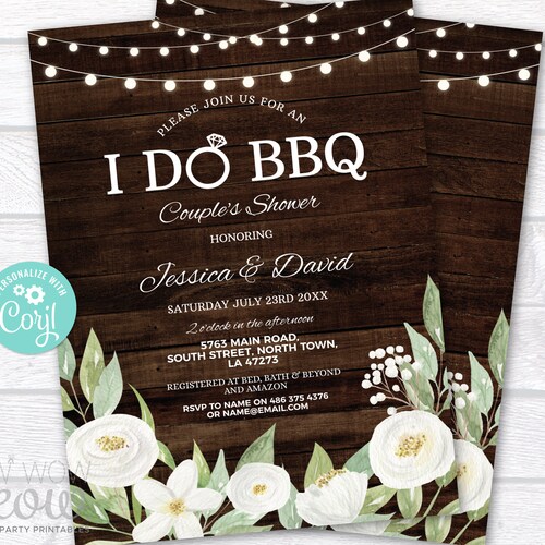 Printable I DO BBQ Invitation Engagement Party Couples Shower - Etsy