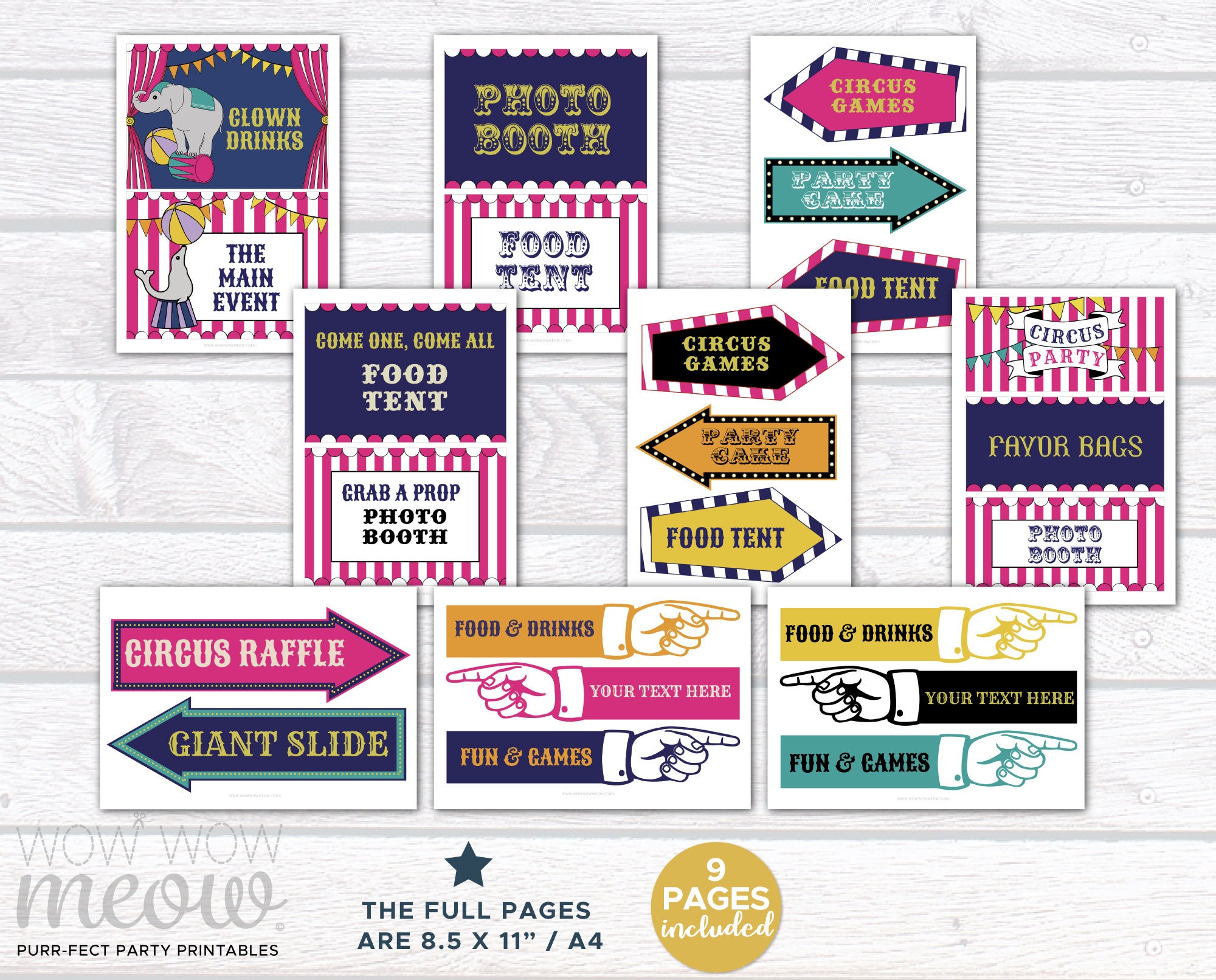 Circus Arrow Signs Pink Carnival Party Hand Pointing INSTANT - Etsy UK