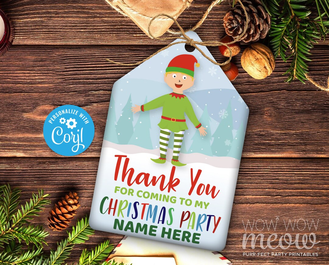 Elf Thank You Christmas Tags Festive Birthday Xmas Snow Edit - Etsy