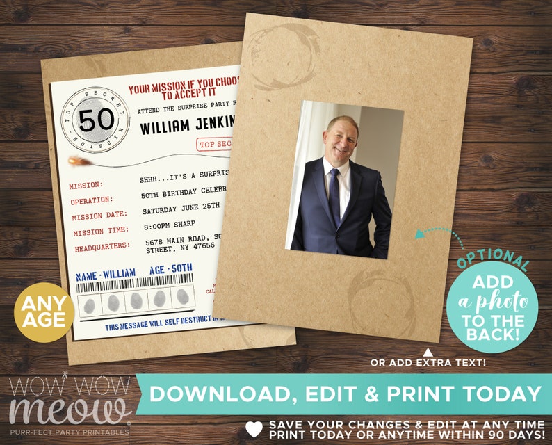 Any Age Mission Impossible Birthday Invitation INSTANT - Etsy