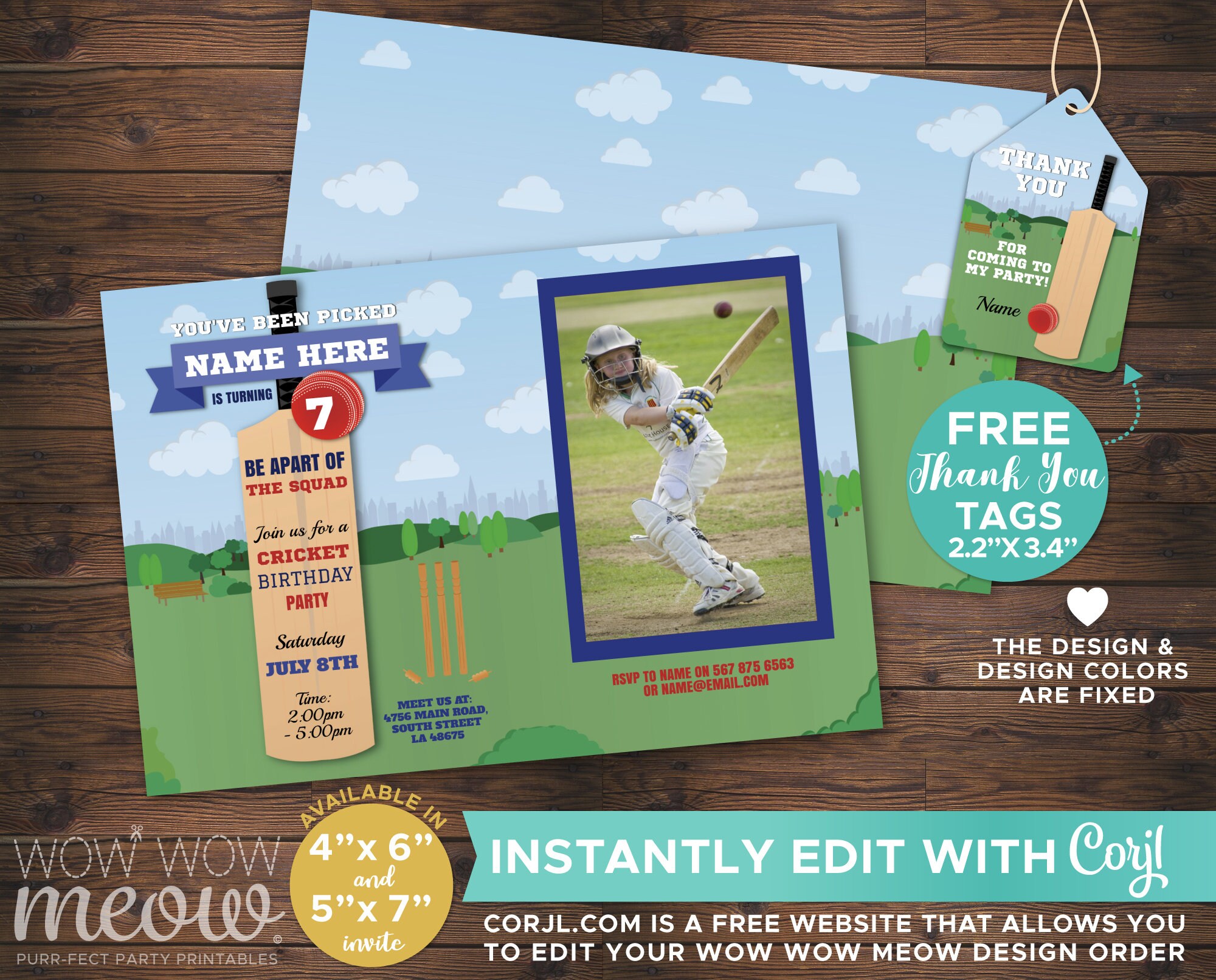 Cricket Bat Invitation Sports Party Birthday Invite Photo Boys - Etsy UK