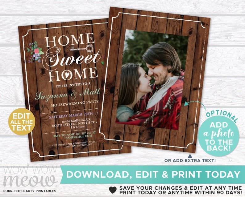 Rustic Housewarming Invitation New House Invite Home Sweet - Etsy