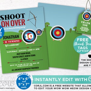 Archery Party Birthday Invite Invitation Outdoor Shooting Arrows ...