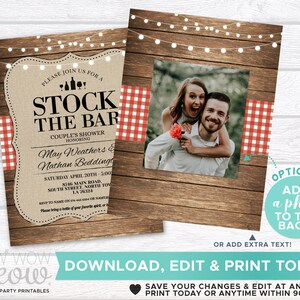 Stock the Bar Invitation BBQ Engagement Invite Couples Shower Party ...