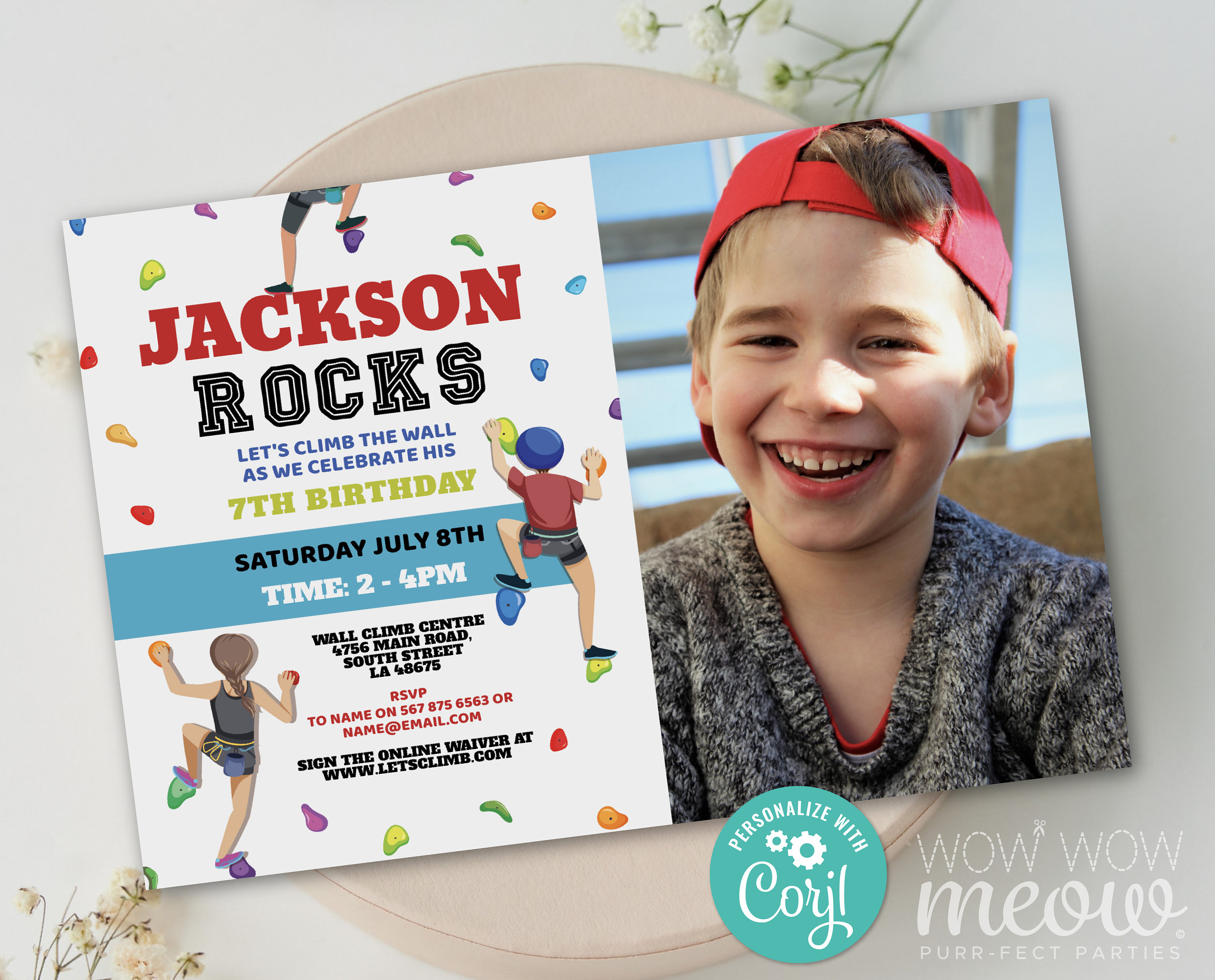 Rock Climbing Invitation Photo Birthday Invite Indoor Climb - Etsy