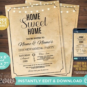 Rustic Housewarming Invitation Home Sweet New House Invite Couple's ...