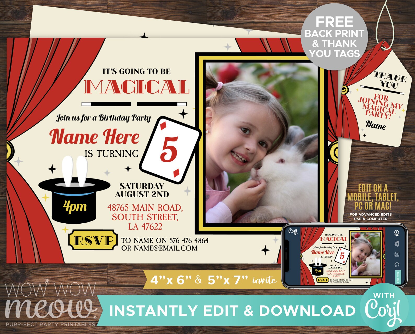 Magic Party Invitations Magician Birthday Invites Photo Show - Etsy