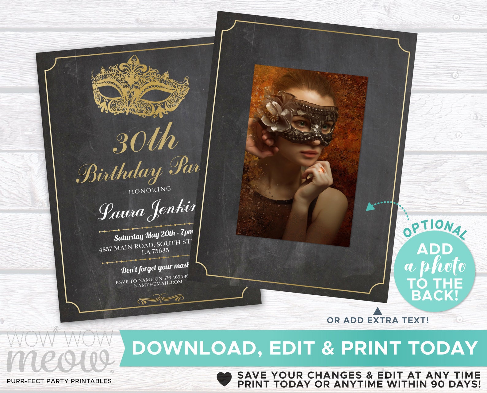 MASQUERADE Birthday Party Mask Masked Ball Invitation Any Age - Etsy