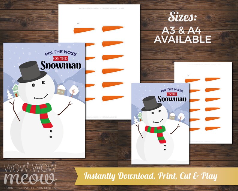 Pin the Nose on the Snowman Game Christmas Festive Printable INSTANT ...