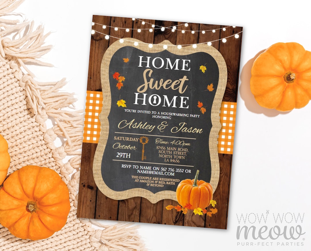 Fall Housewarming Invite New House Invitation Home Sweet Home Couple ...