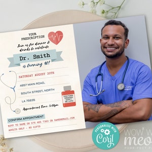 Doctor Invitation Photo Prescription Invite Dr. Birthday Party INSTANT ...