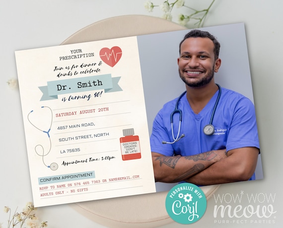 Doctor Invitation Photo Prescription Invite Dr. Birthday Party - Etsy