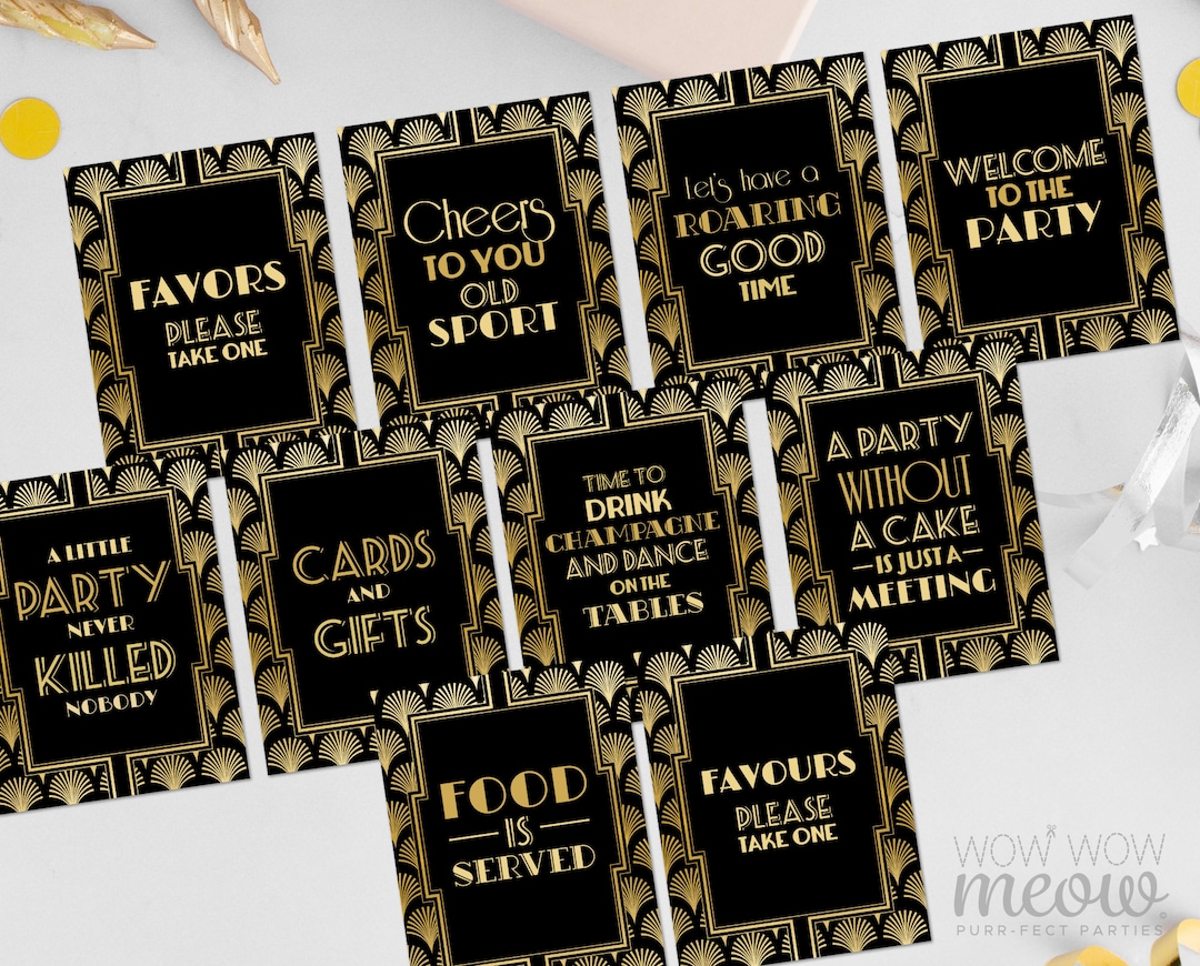 Art Deco Signs Welcome 1920s Poster Birthday Party Twenties 8.5 X 11 ...