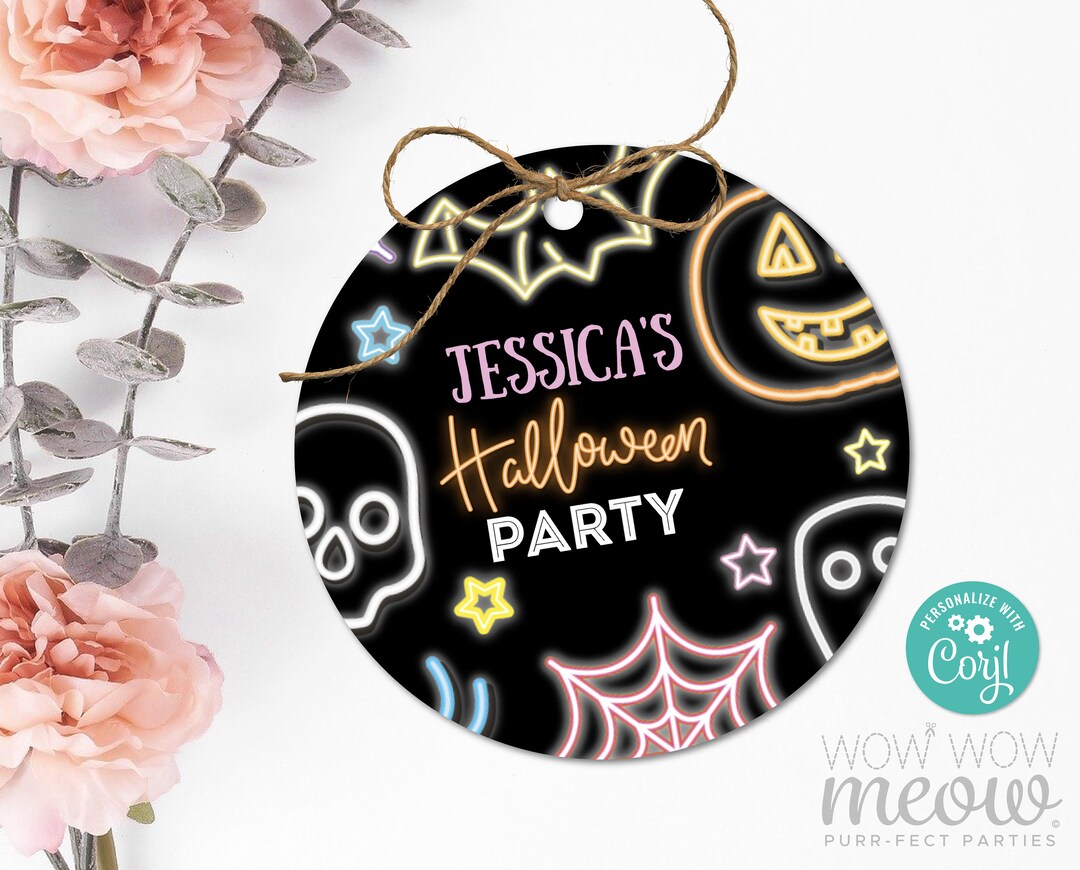 Halloween Thank You Tags Party Birthday Spooky Cute Pumpkin Ghost Gift ...