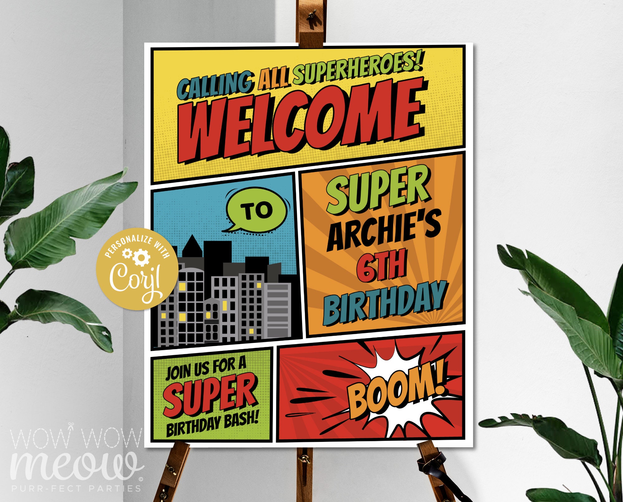 Superhero Party Birthday Welcome Sign Comic Book Editable - Etsy