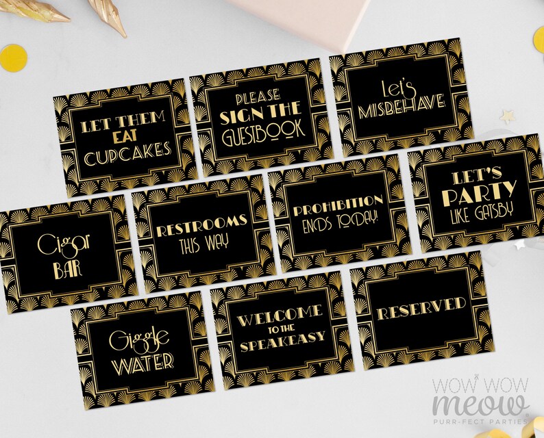 Art Deco Signs Welcome 1920s Poster Birthday Party Twenties 8.5 X 11 ...