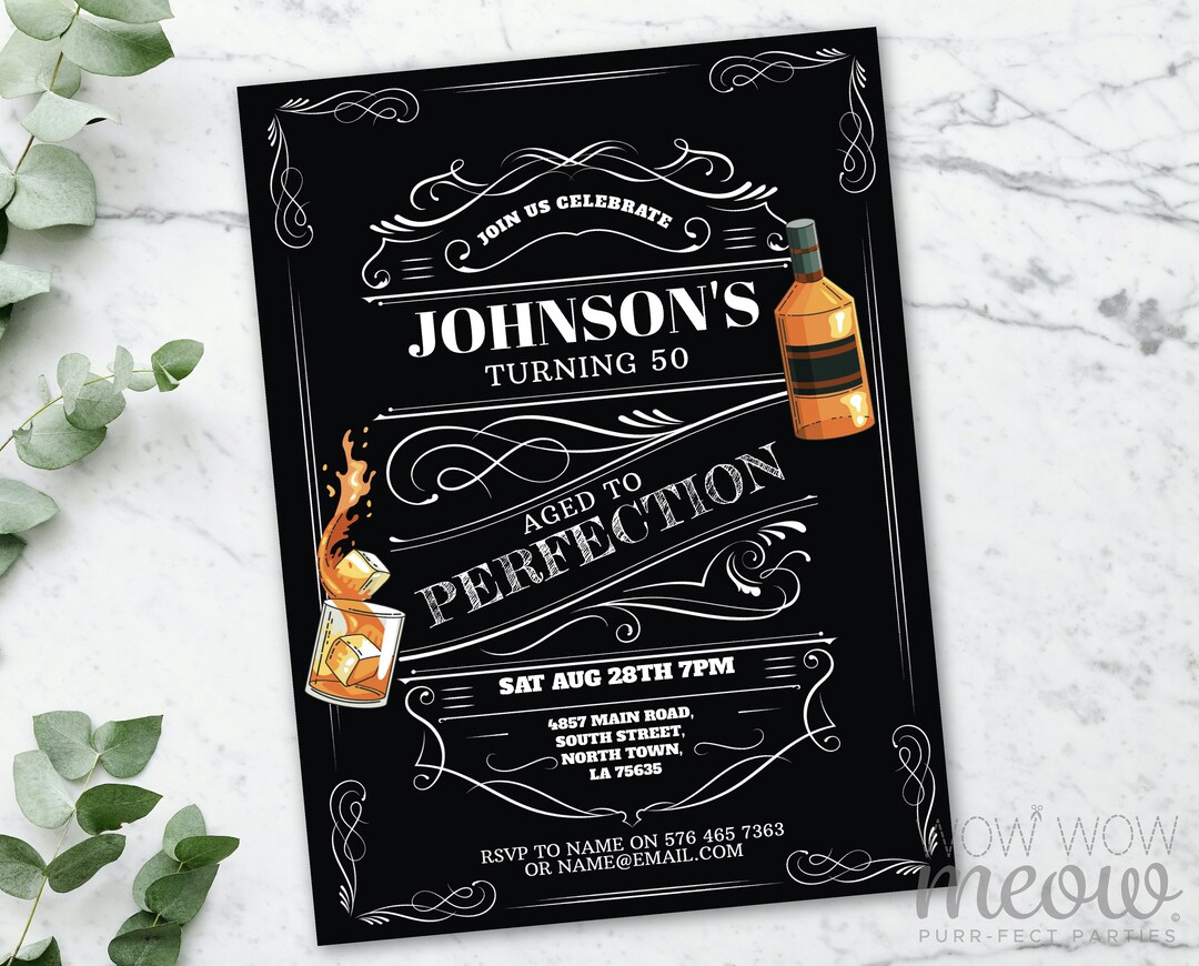 Whisky 50th Birthday Invitations Invite Party Digital DOWNLOAD Adult 50 ...