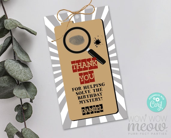 Detective Thank You Tags Birthday Party Secret Agent Spy Gift | Etsy