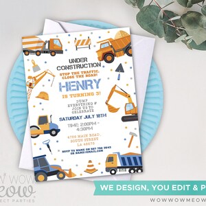 Construction Invitation Building Digger Dump Birthday Party Invite ...