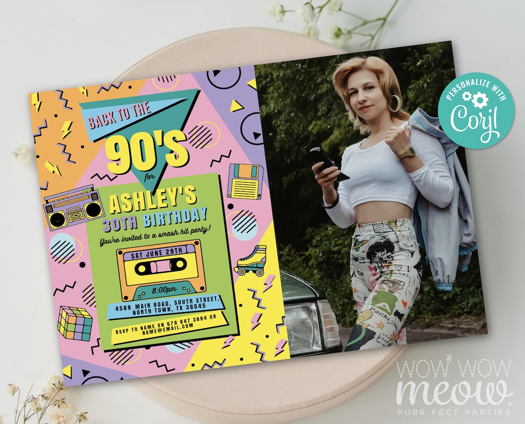 90s Birthday Invitation Nineties 1990s Any Age Smash Hits Music Photo ...