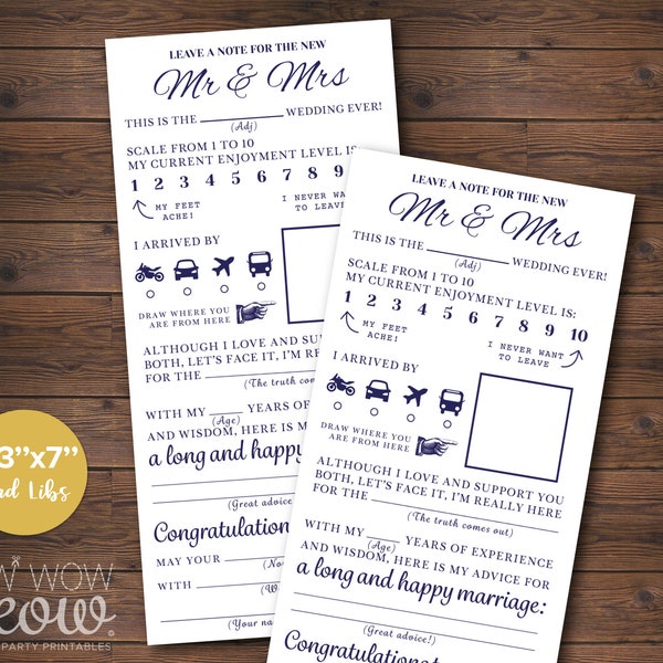 Wedding Mad Libs Etsy