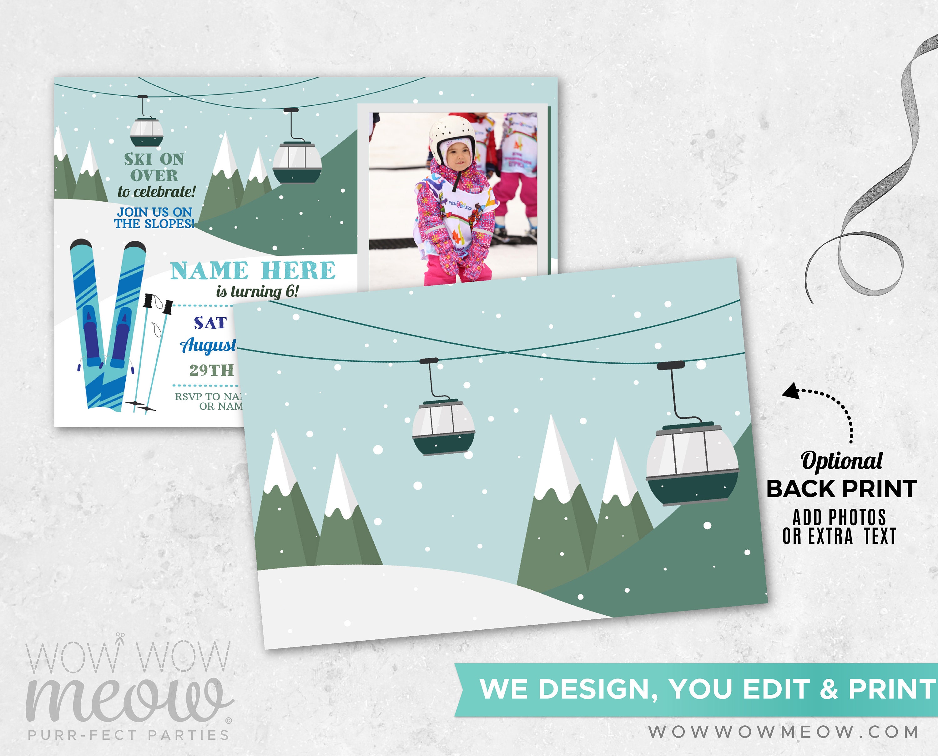 Ski Invitation Photo Party Birthday Snow Dry Slope Skiing - Etsy